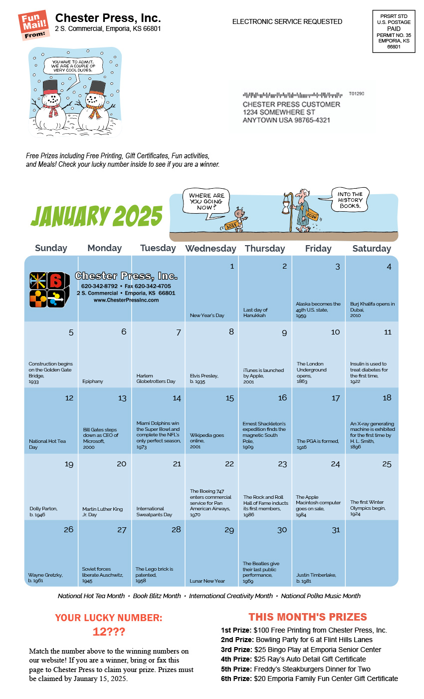 Specials & Giveaways - Chester Press Inc